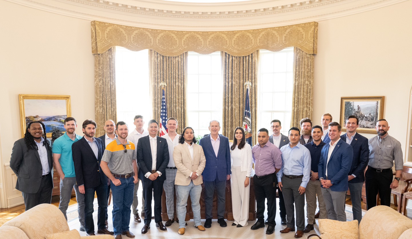 President George W. Bush surprises veterans as the Bush Center ...