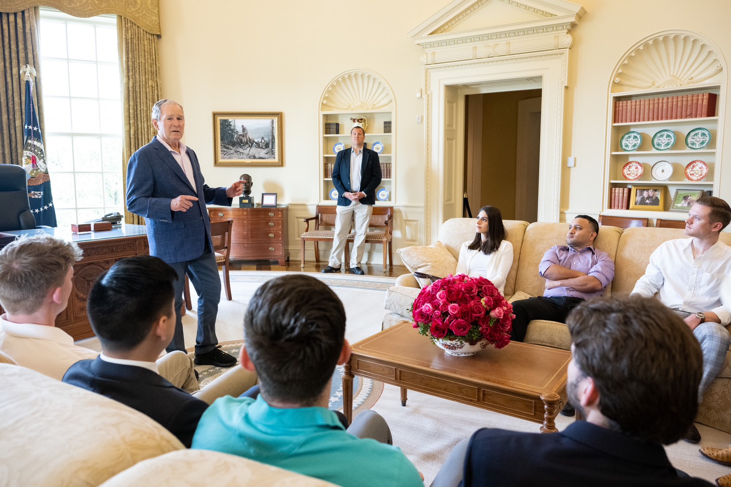 President George W. Bush surprises veterans as the Bush Center ...