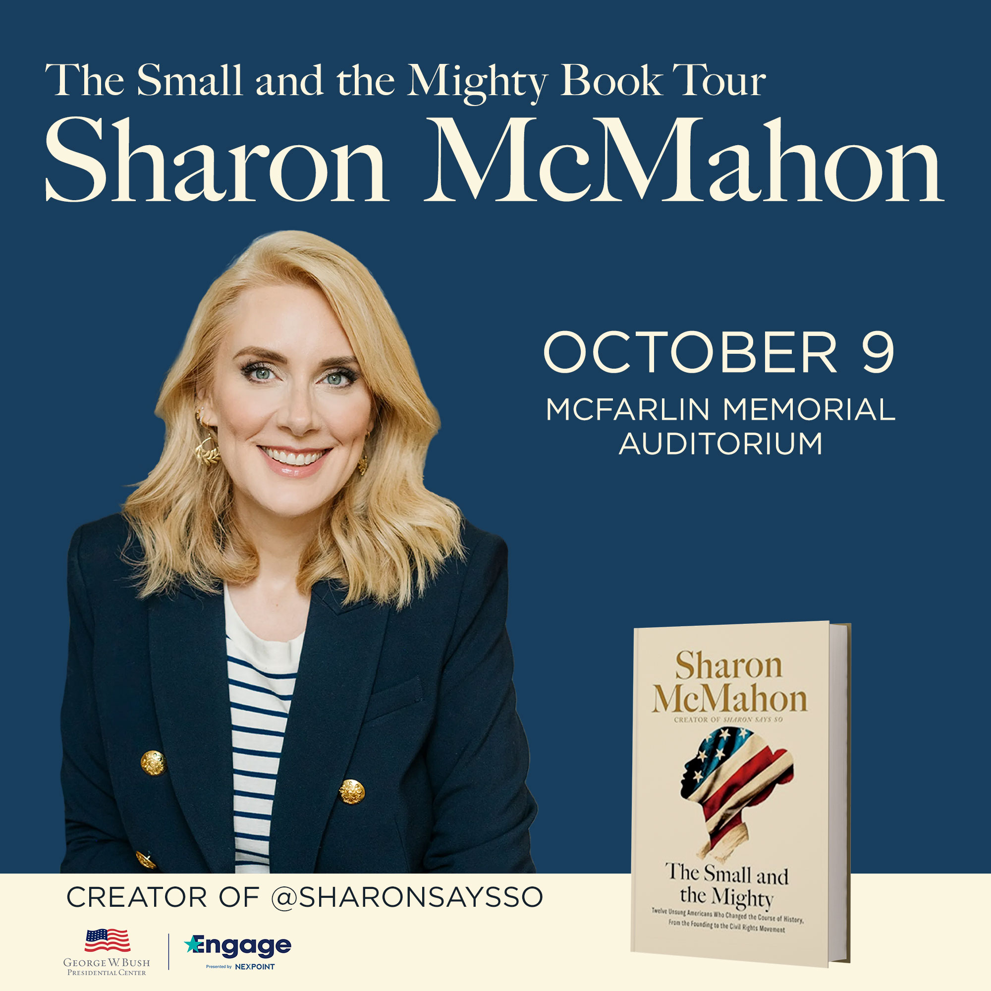 Sharon McMahon Coming to McFarlin Auditorium | Bush Center